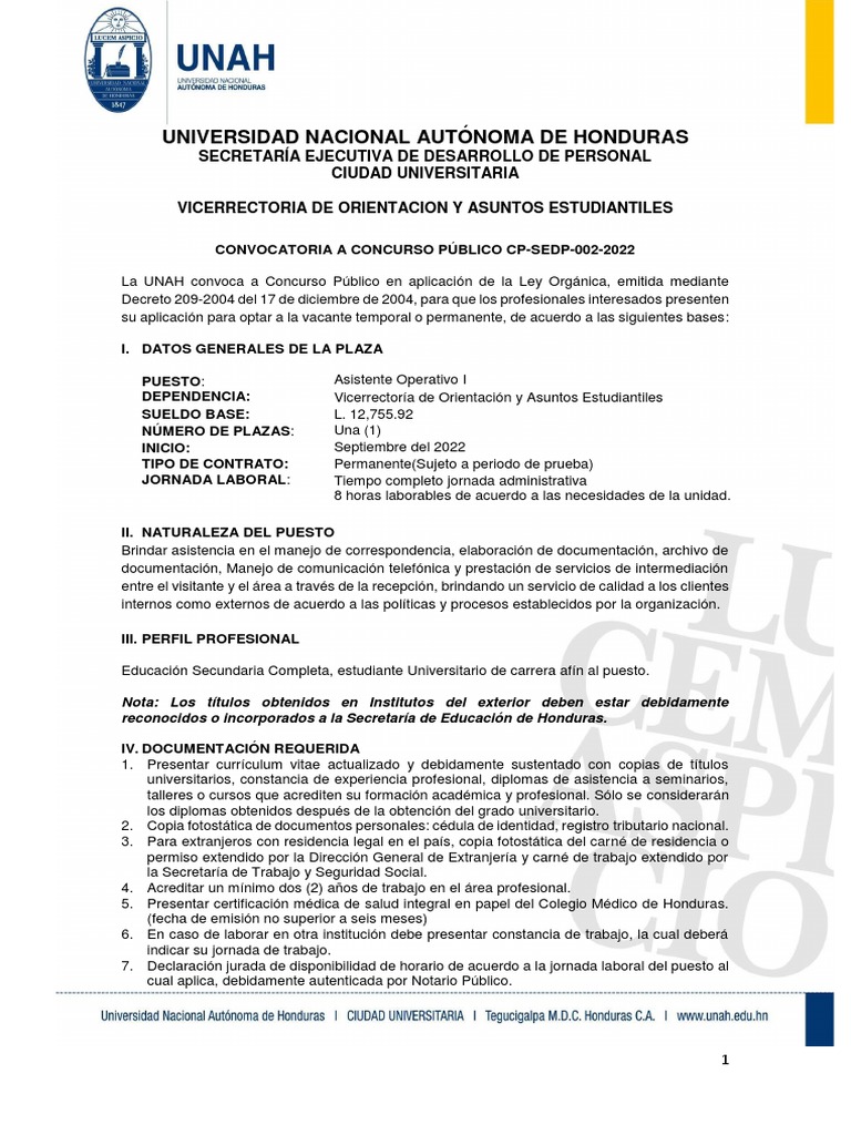 10 CU VOAE Asistente Operativo I | PDF