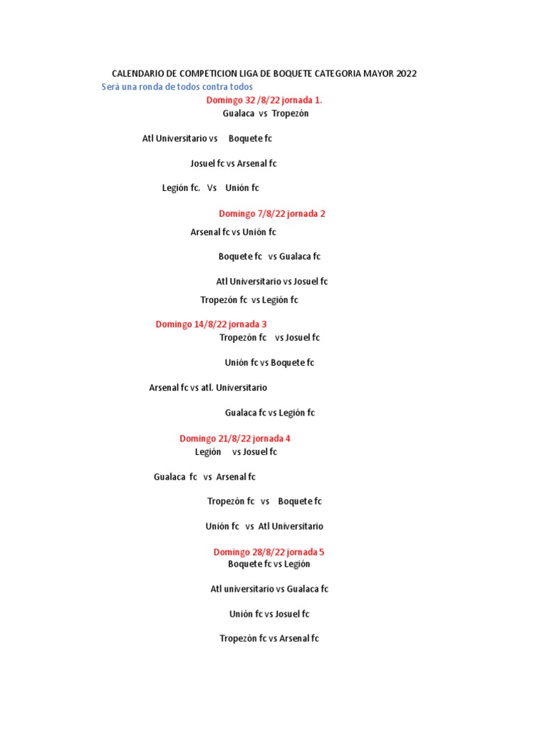 Calendario de La Liga PDF | PDF