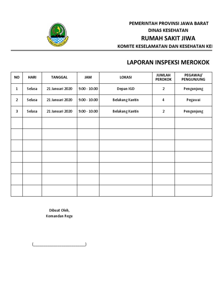 FORM INSPEKSI MEROKOK DAN KEAMANAN 19 | PDF