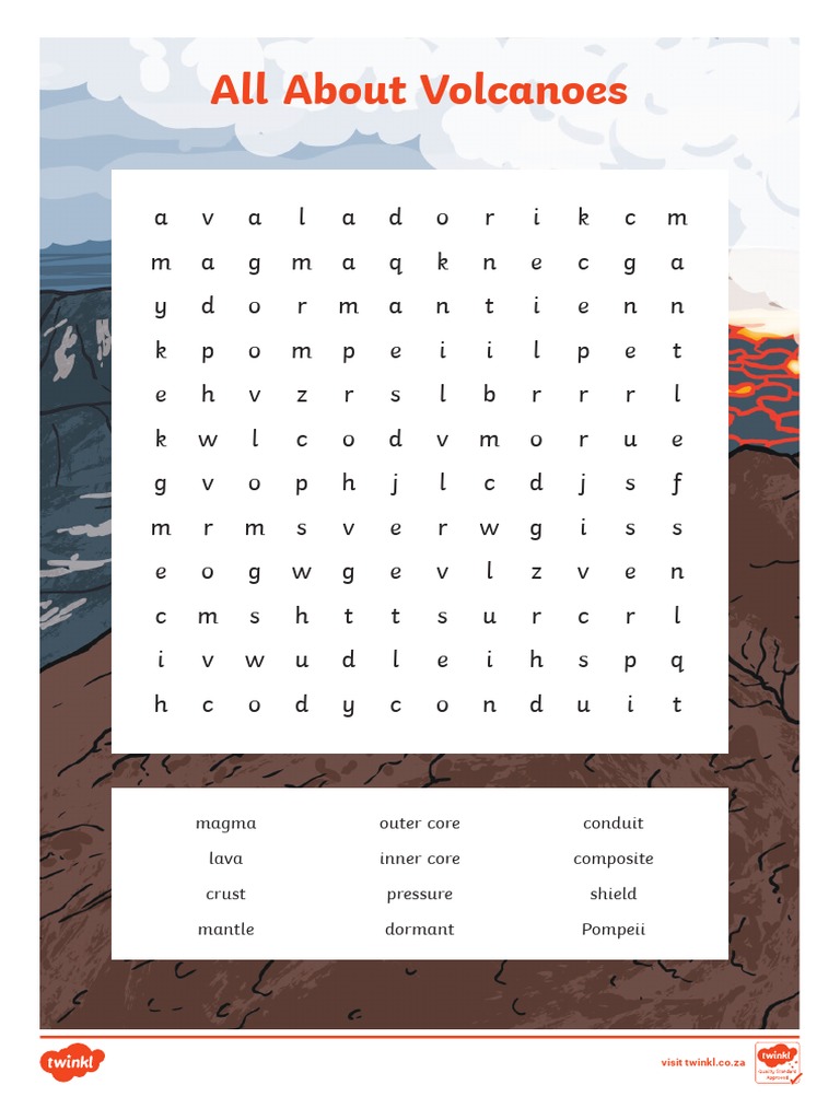 All About Volcanoes Word Search | PDF