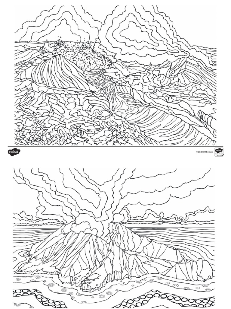 Volcanoes Mindfulness Colouring Pages | PDF