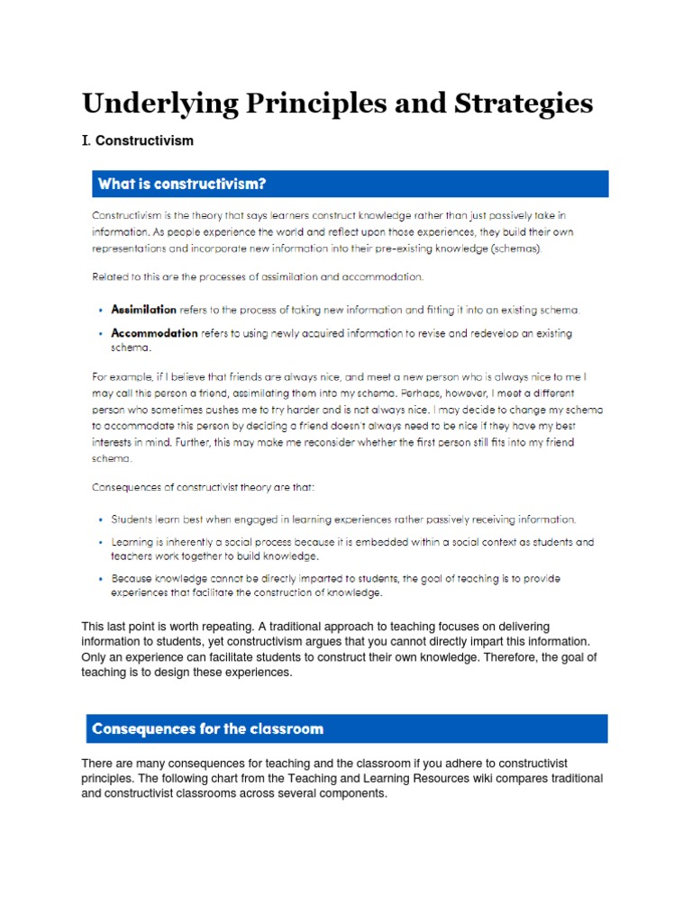 Underlying Principles and Strategies - Week2 | PDF | Constructivism (Philosophy Of Education ...