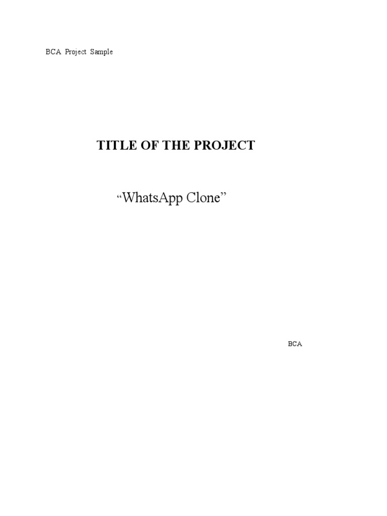 BCA Project Sample | PDF | Computer Science | Information Technology ...