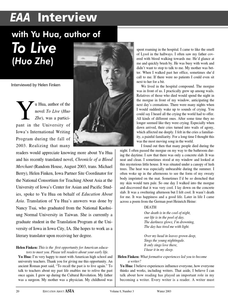 Yu Hua: Insights on "To Live" | PDF | China | World Politics