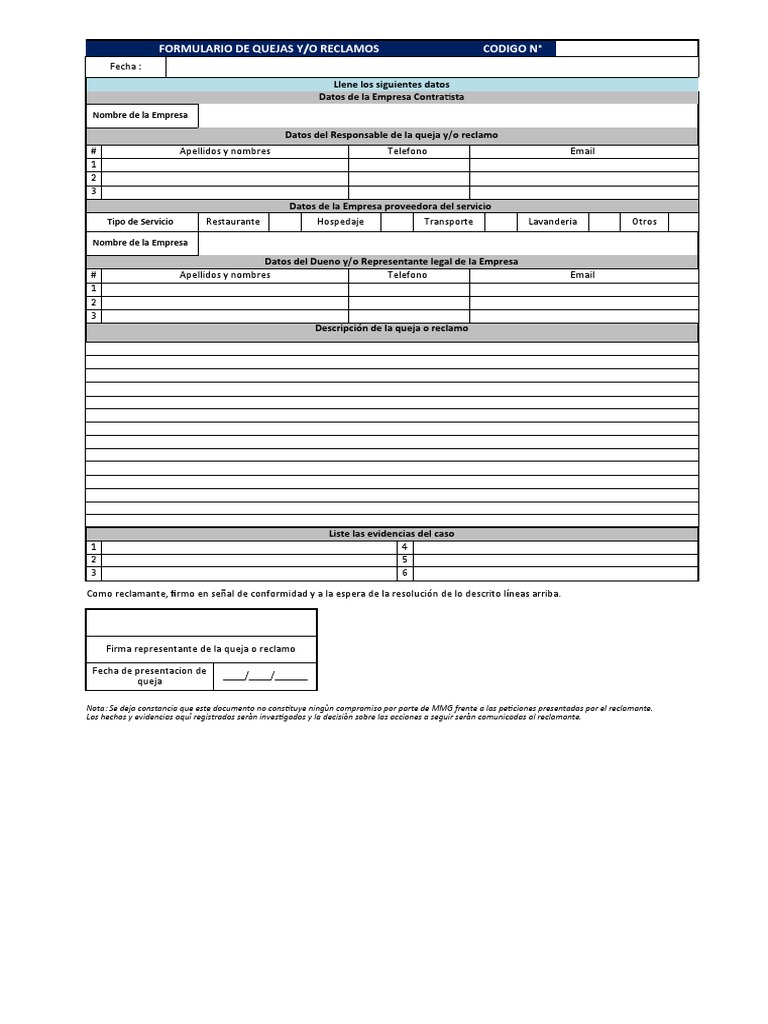 Formato de Recepcion de Queja | PDF