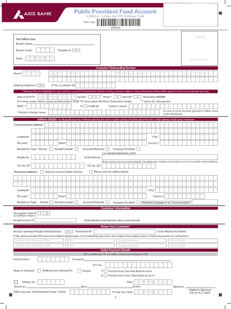 PPF Account Opening Form PDF | PDF