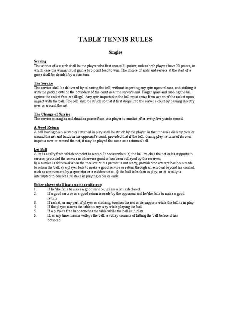 Table Tennis | PDF