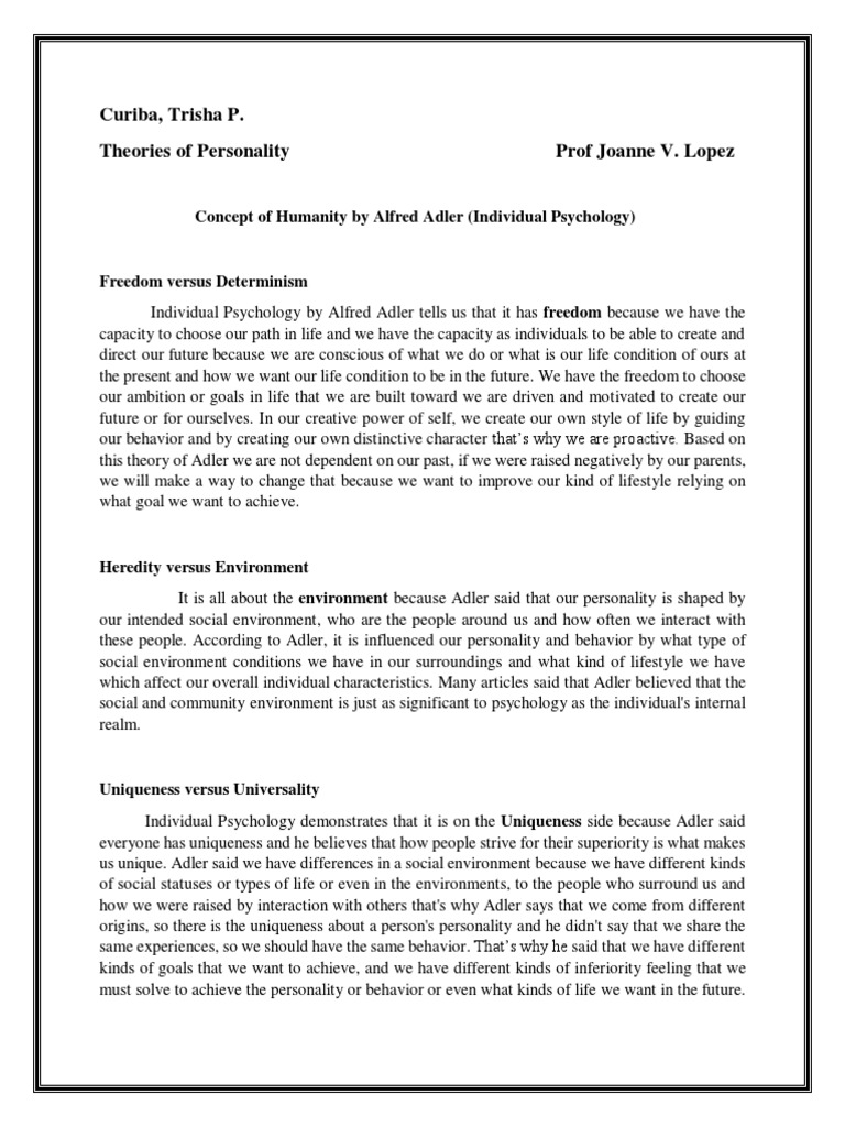 Concept of Humanity Individual Psychology | PDF | Optimism | Goal