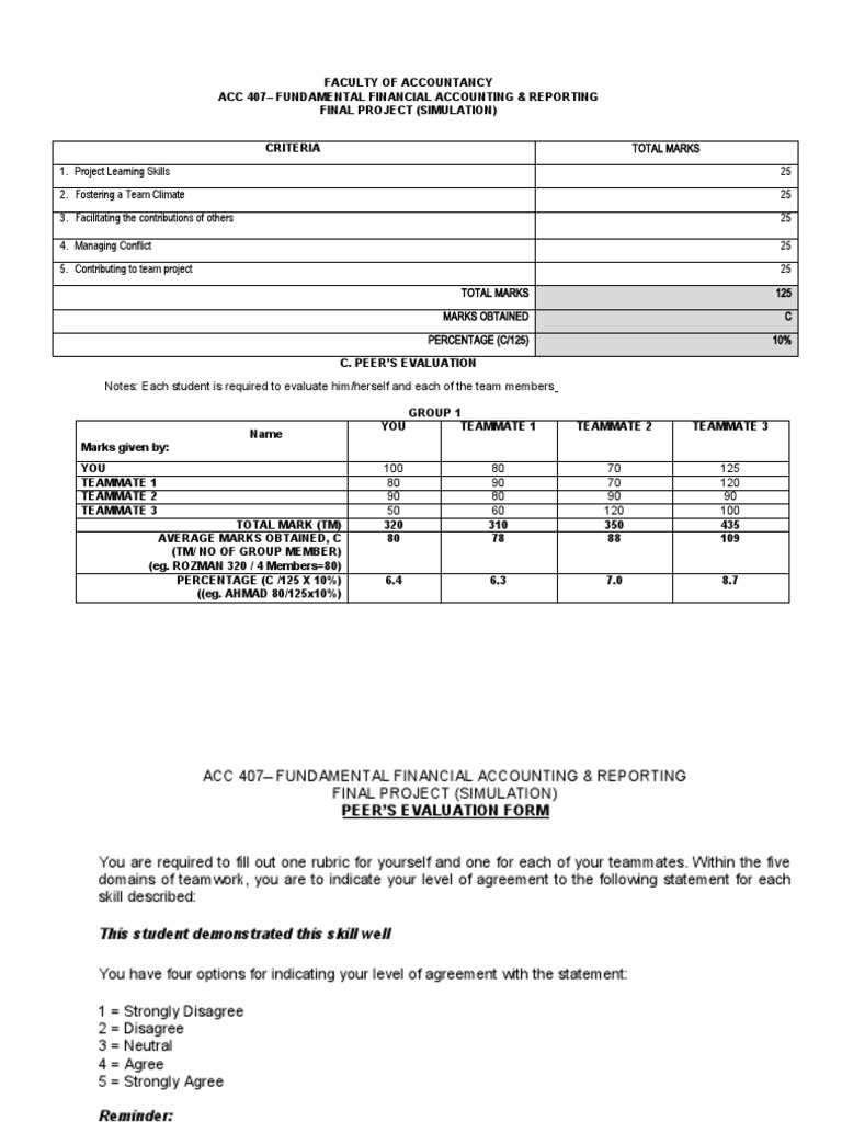 ACC407 - Peer Evaluation | PDF | Cognitive Science | Cognition