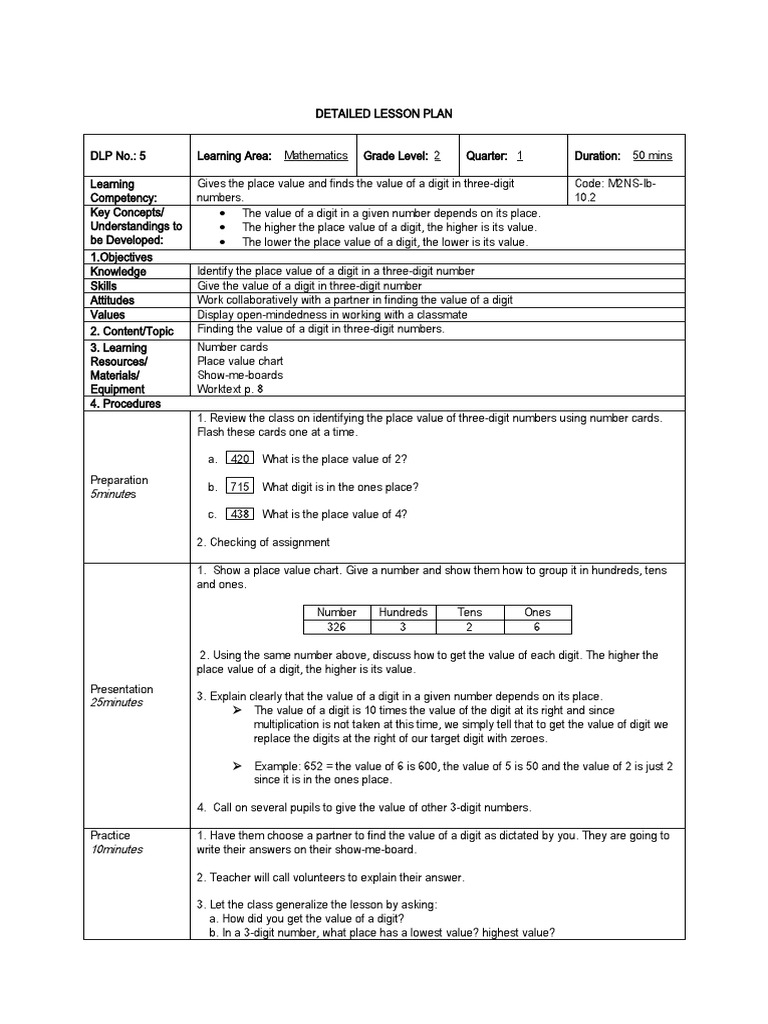DLP 5 - Math2q1 | PDF | Learning | Numbers