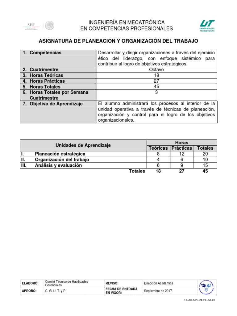 Planeación y Organización del Trabajo | PDF