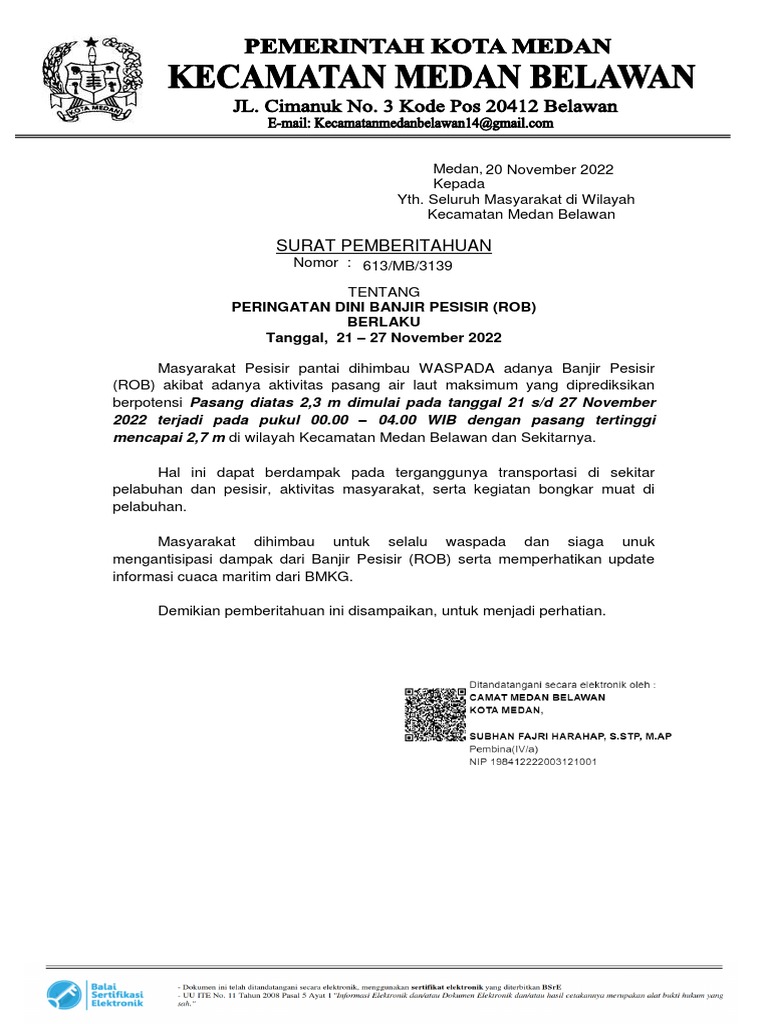 Pemberitahuan Banjir Rob PDF | PDF