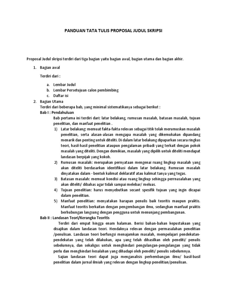 Panduan Penulisan Proposal KTI Unsrat | PDF