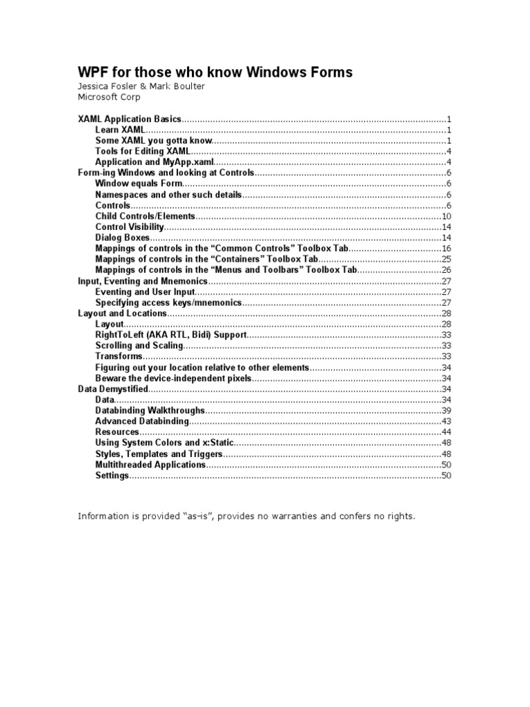 Fosler J Boutler M Wpf For Those Who Know Windows Forms Pdf Extensible Application