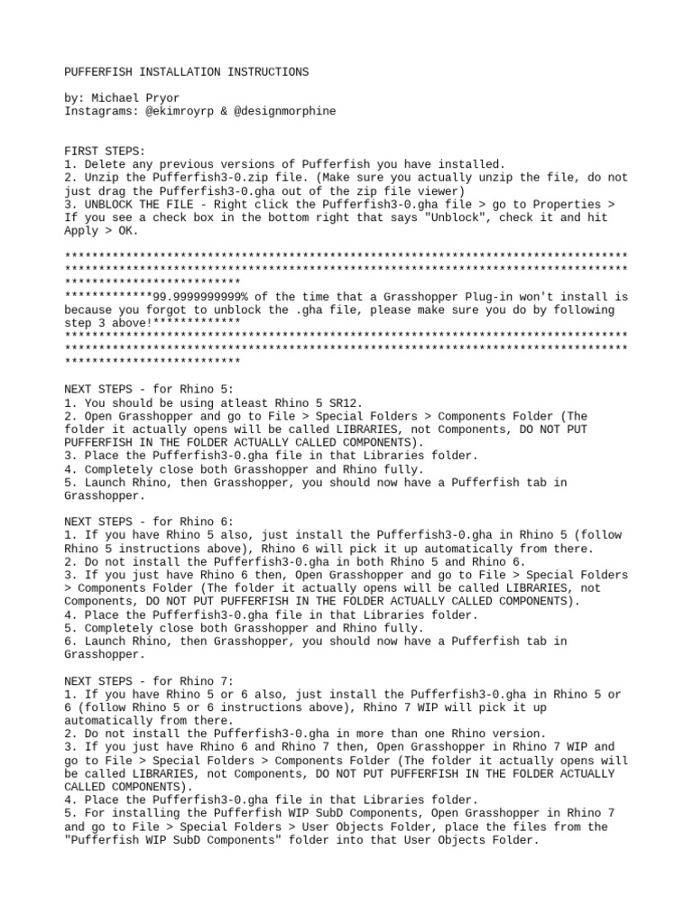 READ ME FIRST - Pufferfish Installation and Notes | Download Free PDF ...