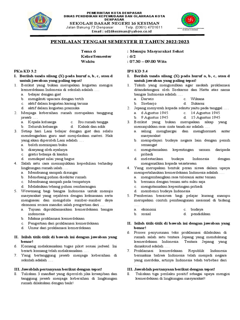 Soal PTS Tema 6 | PDF