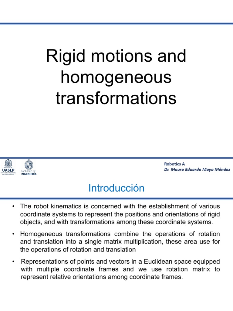 Robotics: Rigid Motions & Transformations | PDF | Rotation | Matrix (Mathematics)