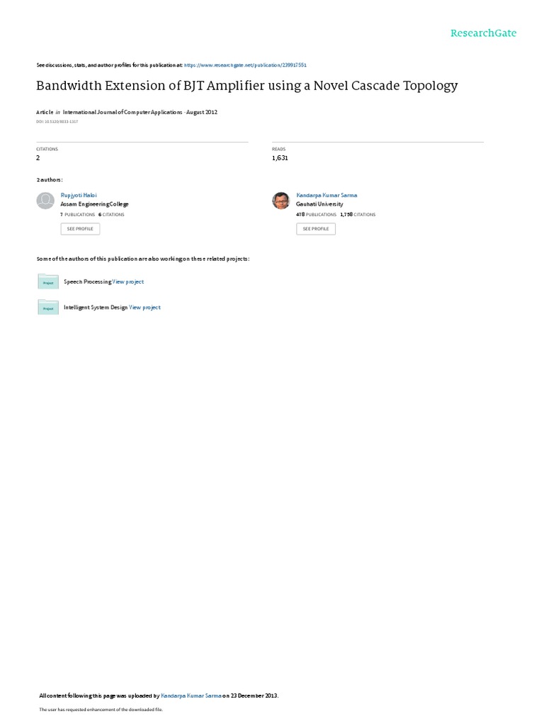 BJT Amplifier Bandwidth Boost | PDF | Amplifier | Feedback