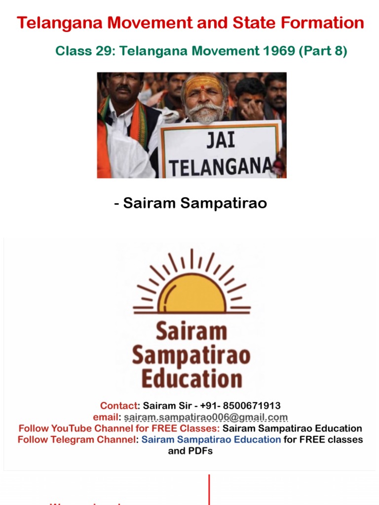 26 Class 29 Telangana Movement 1969 (Part 8) PDF | PDF | Politics Of India