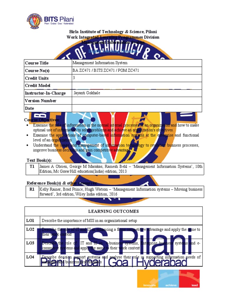 Ba ZC471 Course Handout | Download Free PDF | Information System | E Commerce