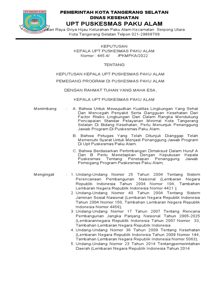 SK Pemegang Program 2022 | PDF