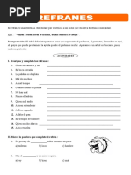 Ejercicios de Refranes Españoles | PDF