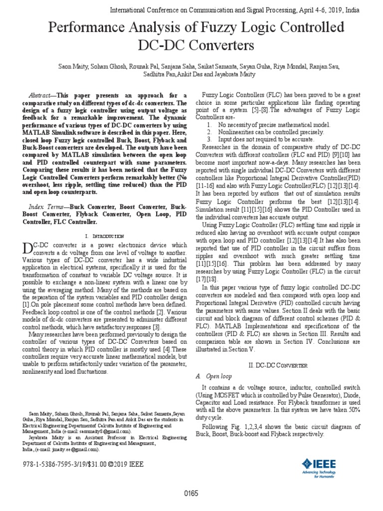 Performance Analysis Of Fuzzy Logic Controlled Dc Dc Converters Ok Pdf Control Theory 4254