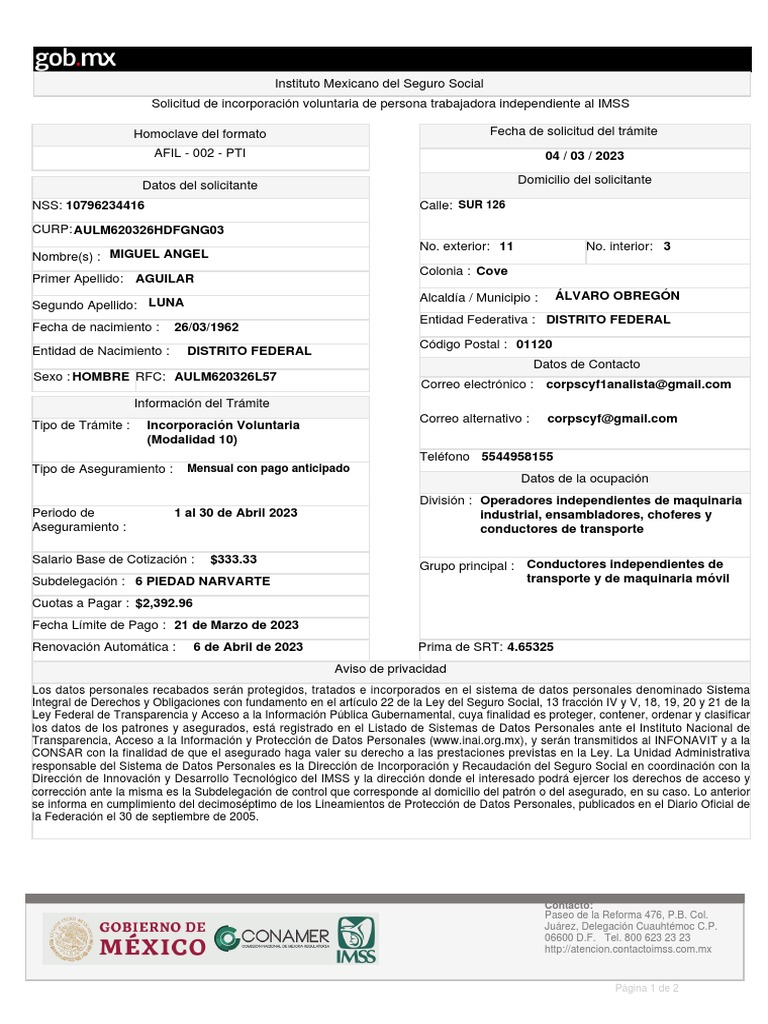 Comprobante de Inscripcion Imss PDF | PDF | Privacidad de la ... Comprobante de Inscripcion Imss PDF | PDF | Privacidad de la ...