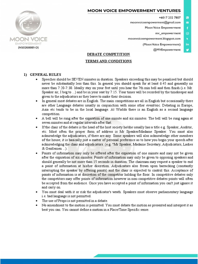 Debate Competition Guidelines and Tips | PDF | English Language | Human ...
