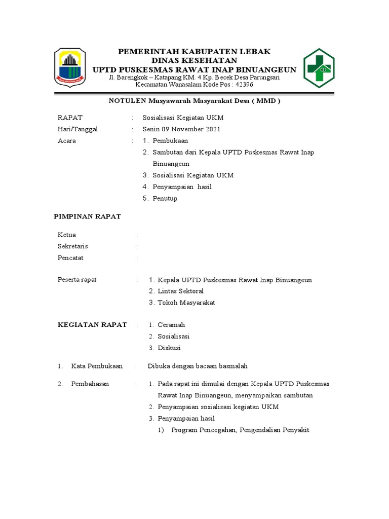 Notulen MMD | PDF | Kesehatan Holistik