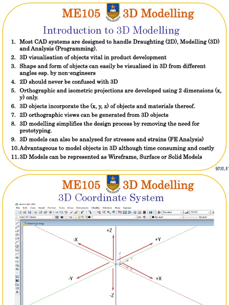 ME105 Lecture 9 - Introduction To 3D Modelling | PDF | 3 D Computer ...