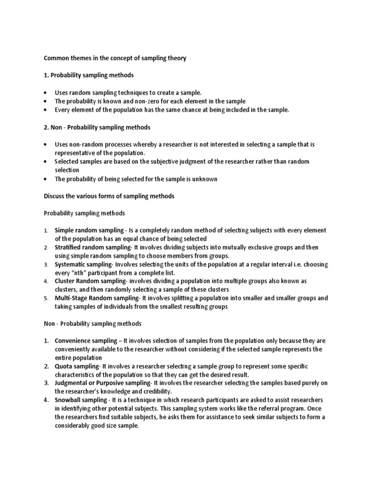 Sampling Methods Explained | PDF | Sampling (Statistics) | Statistics