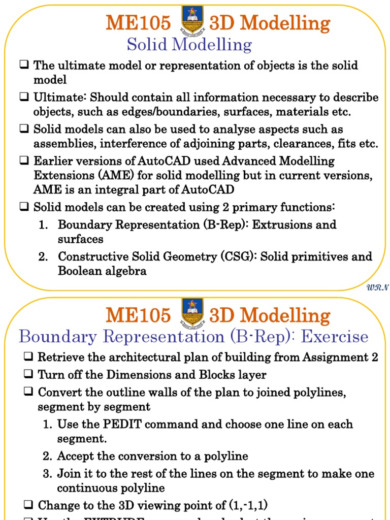 ME105 Lecture 10 - Solid Modelling PDF | PDF | Computer Graphics | Computer Aided Design
