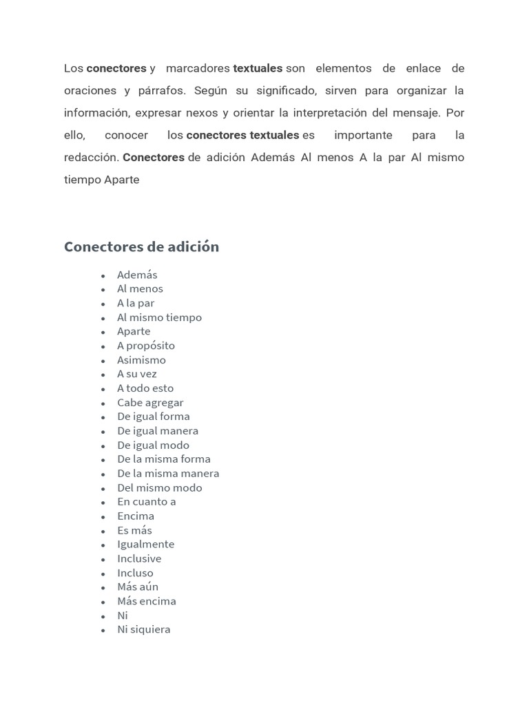 Ejemplos de conectores textuales | PDF