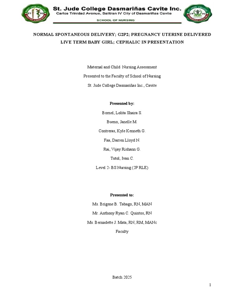 MCN Case Study-2p | PDF | Monocyte | Childbirth