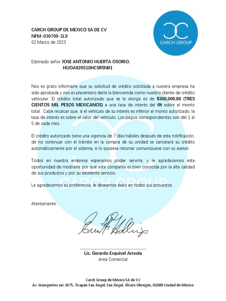 NFM-030709-1L9: Carch Group de Mexico Sa de CV | PDF