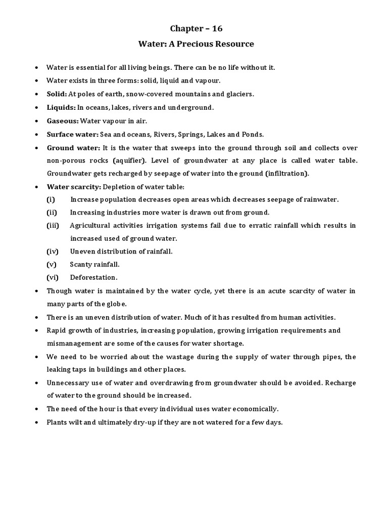 Water: A Precious Resource | PDF