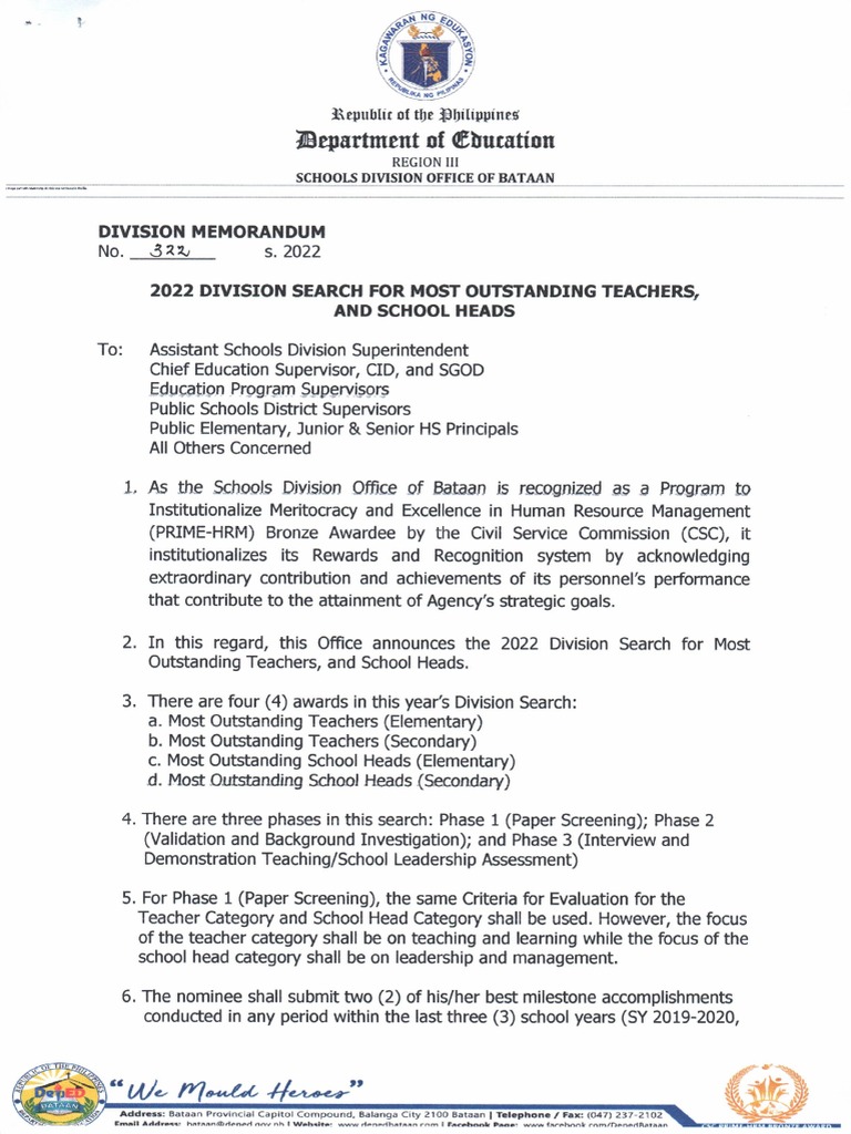 DepEd_outstanding teacher | PDF
