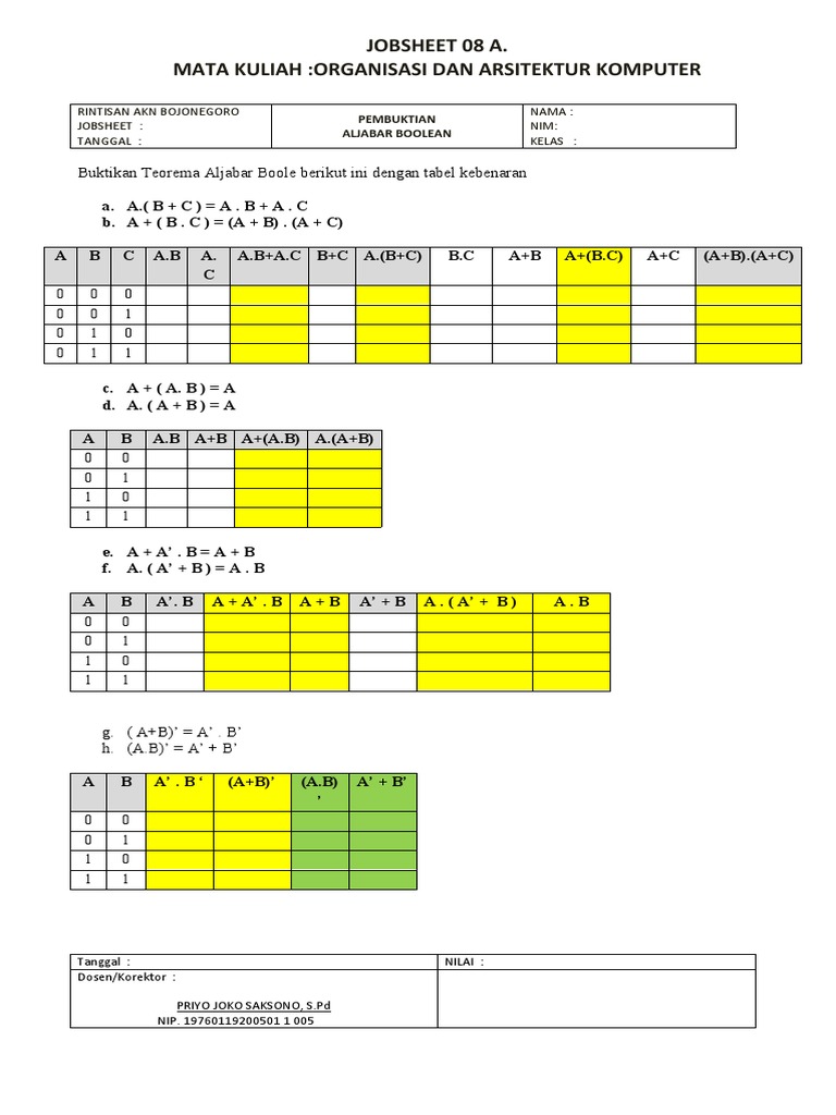 Pembuktian Aljabar Boolean | PDF
