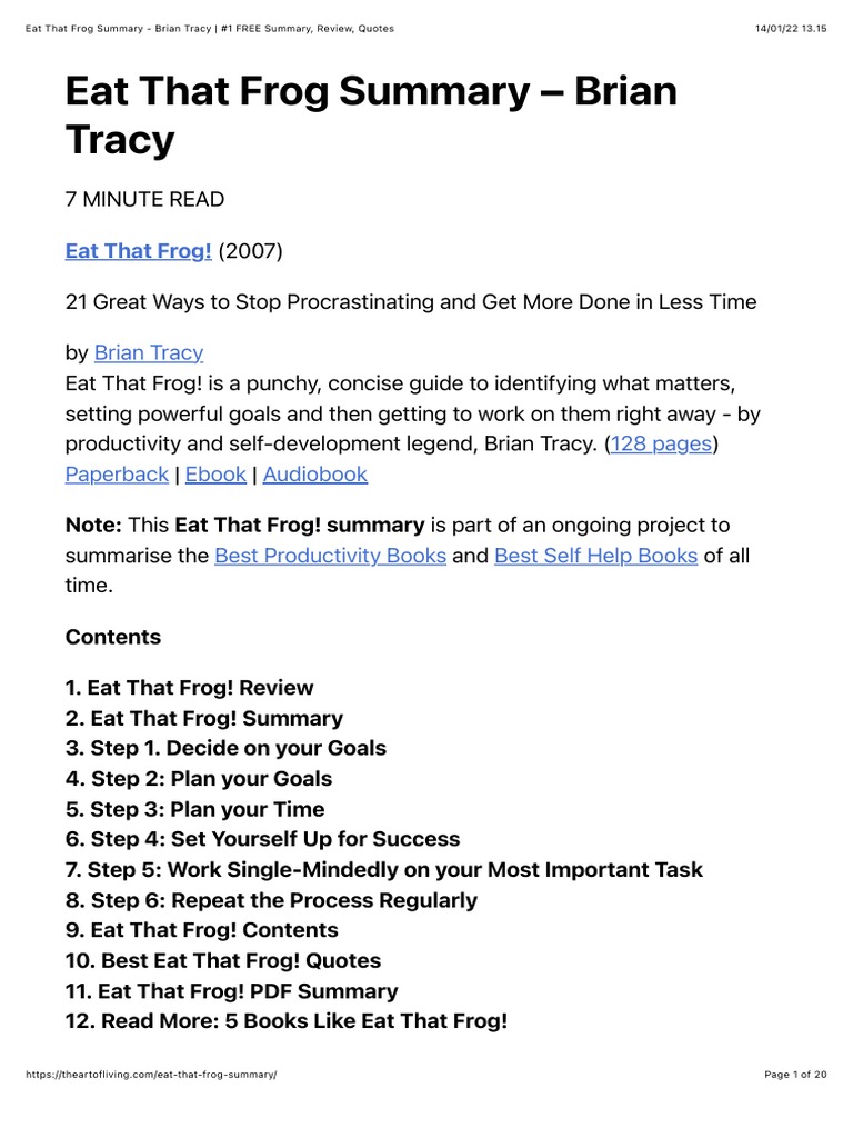 Eat That Frog | PDF | Procrastination | Professional Skills