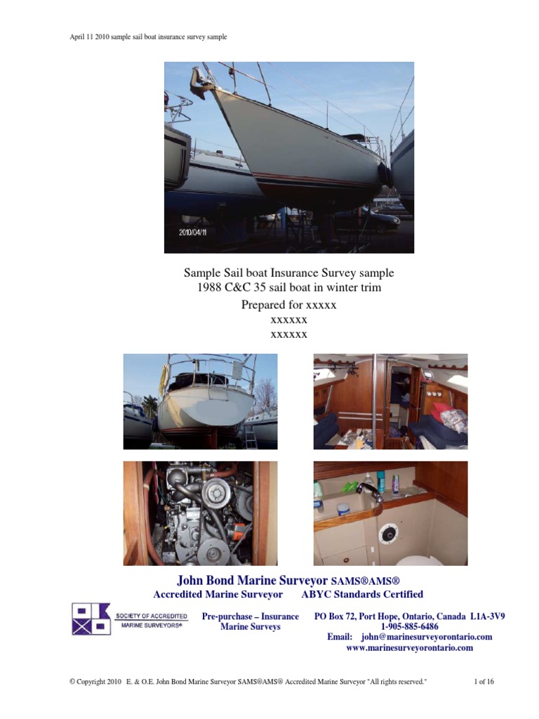 Sample Sailboat Marine Survey Report | PDF | Rigging | Direct Current