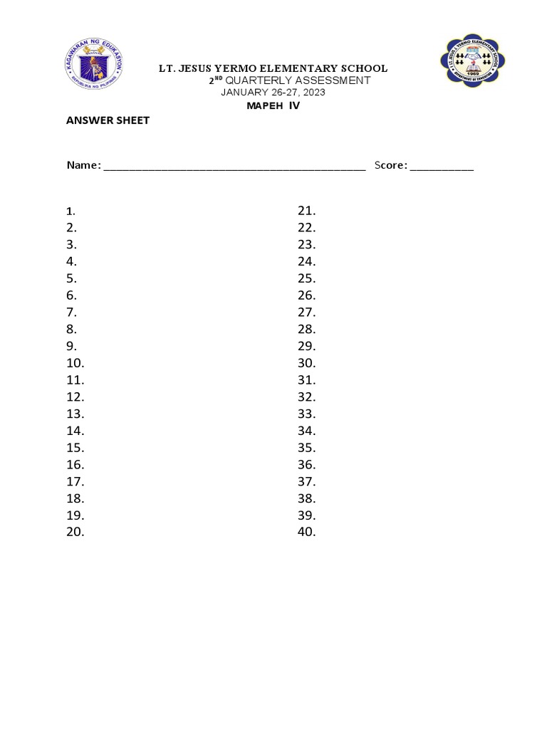 Answer Sheet | PDF