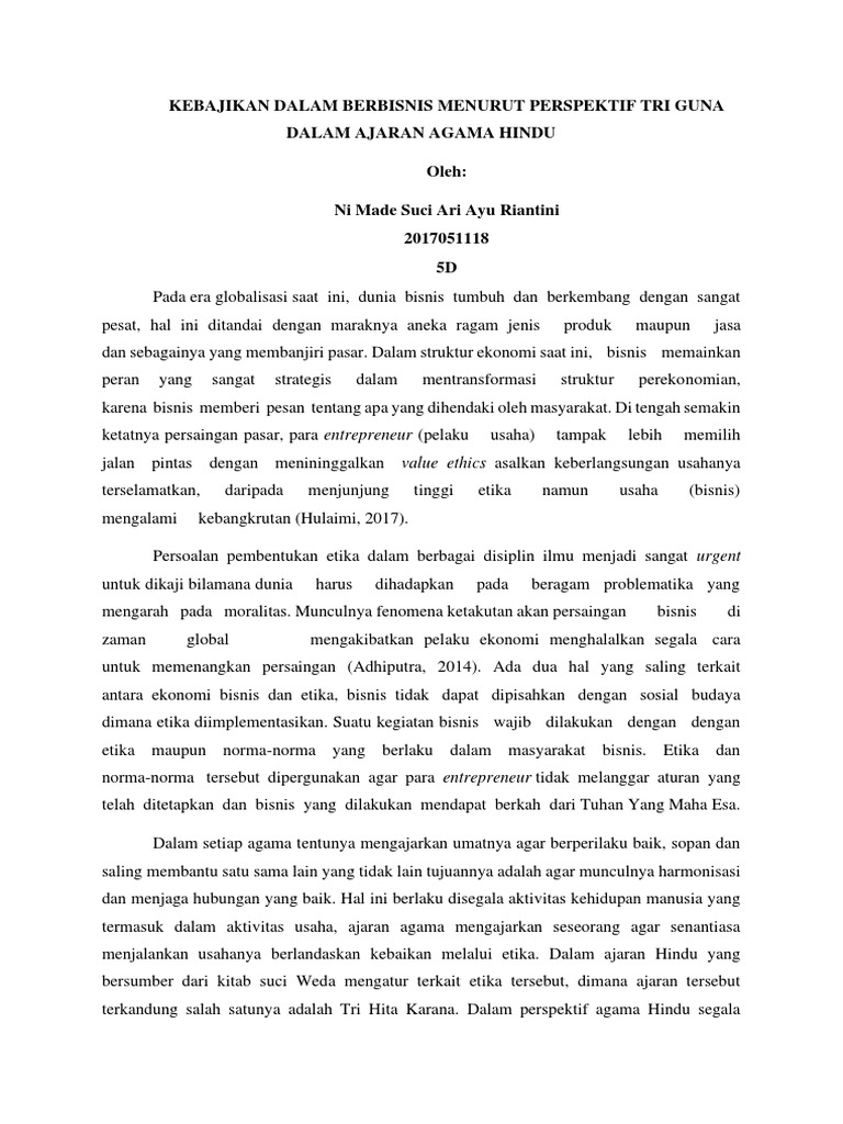 Tugas Essay Etika Bisnis | PDF | Gaya Hidup