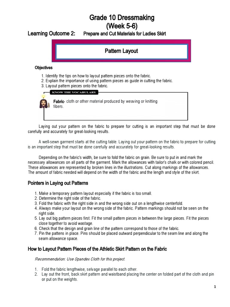 Module Dressmaking 10 Week 5-6 | PDF | Sewing | Manufactured Goods