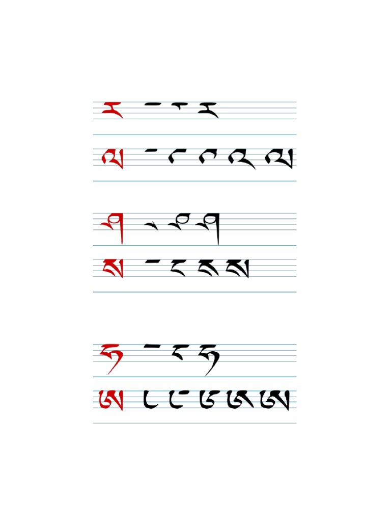 Tibetan Calligraphy - Consonants 5 | PDF