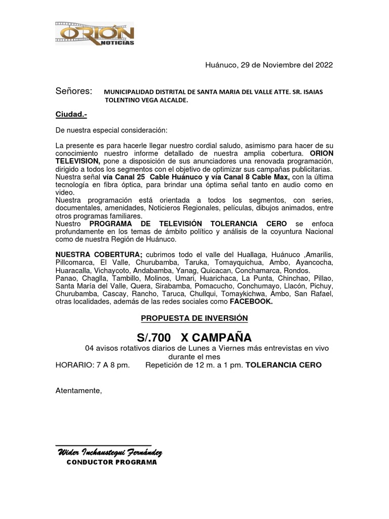 Proforma Santa Maria Del Valle | PDF