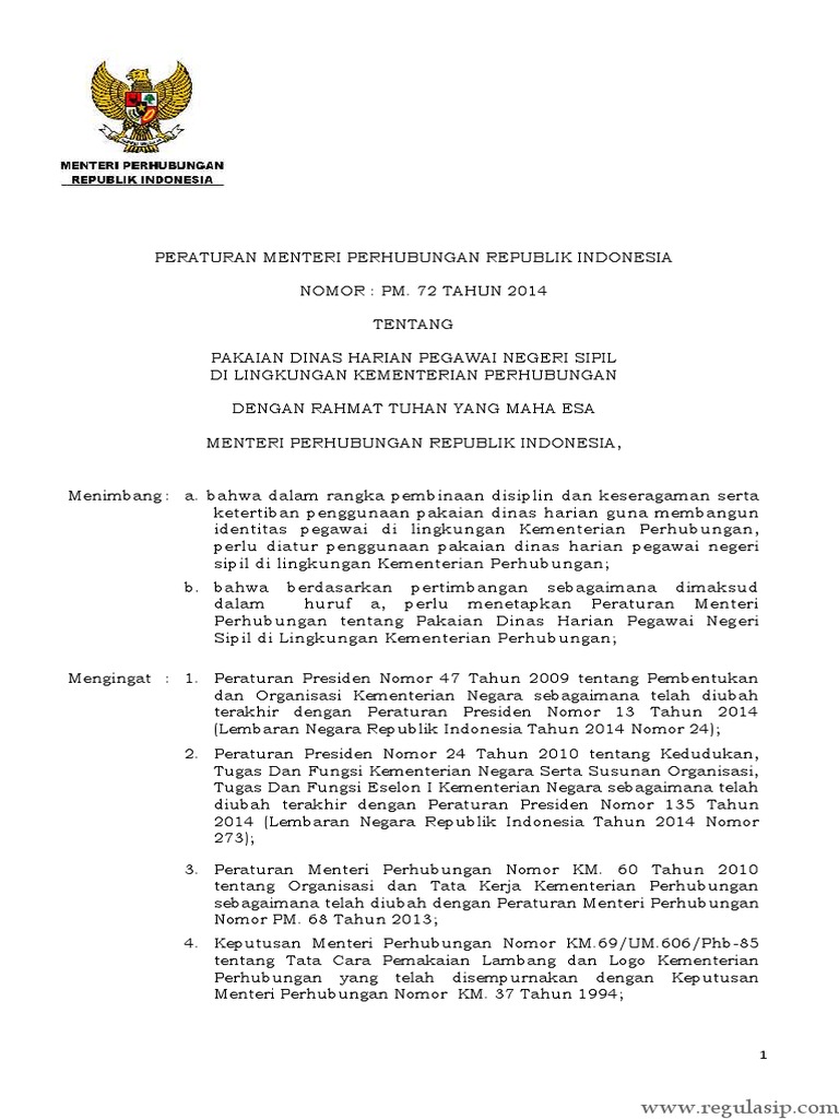 PM Perhubungan - 72 - 2014 - PDH PDF | PDF