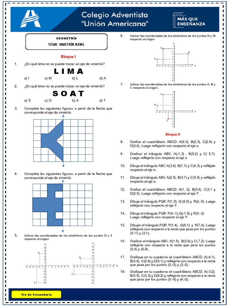 Separata - Simetría Axial - 1ro Sec - SR | PDF