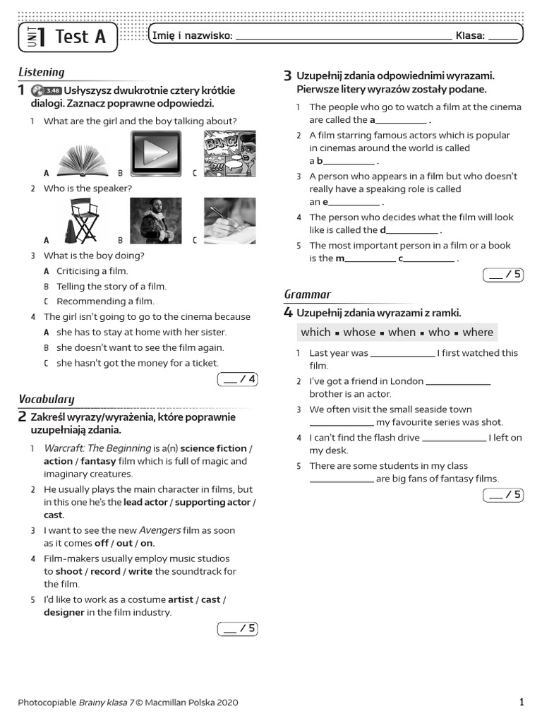 Brainy kl7 Unit Test 1 A | PDF