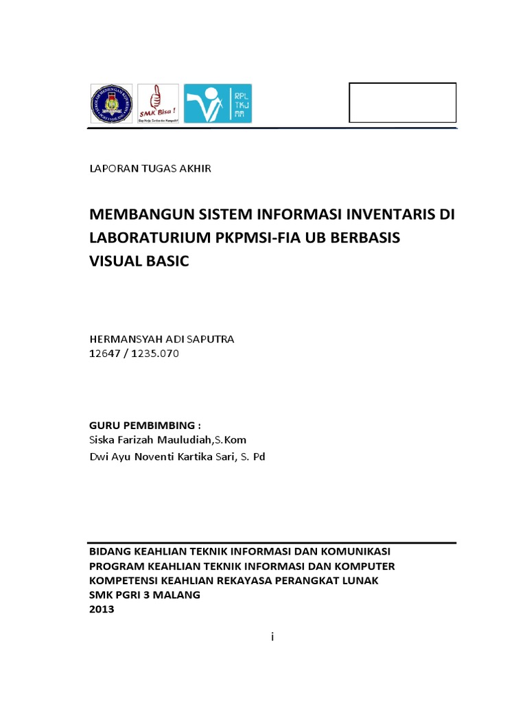 Dokumen - Tips - Laporan Tugas Akhir Jurusan RPL SMK Pgri 03 Malang PDF | PDF